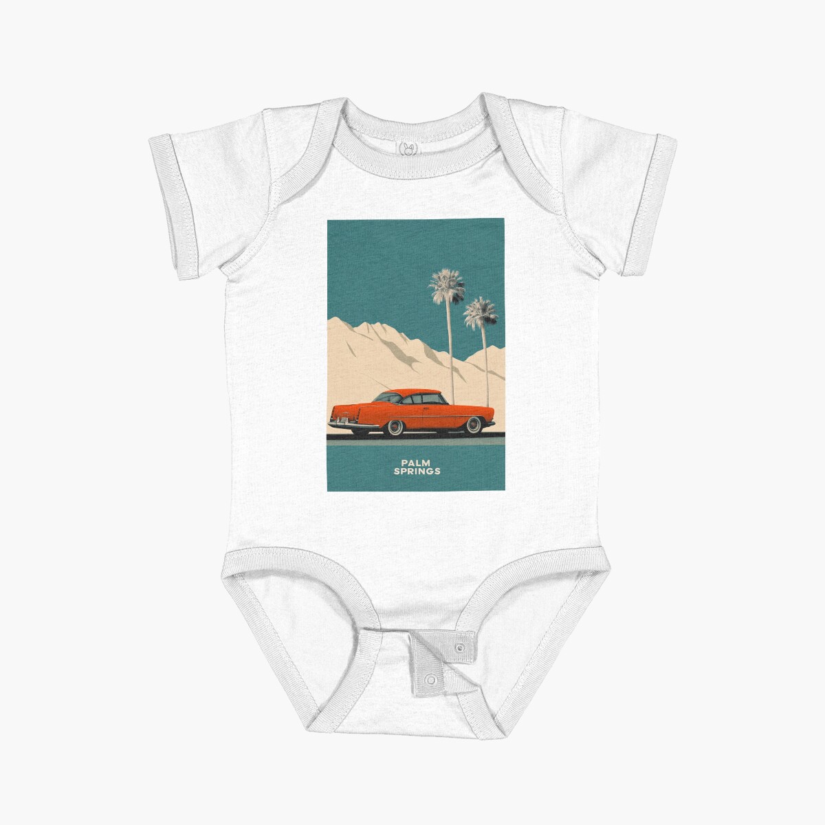 LuvlyRetro Palm Springs Scene With Classic Car And Desert Mountains ...