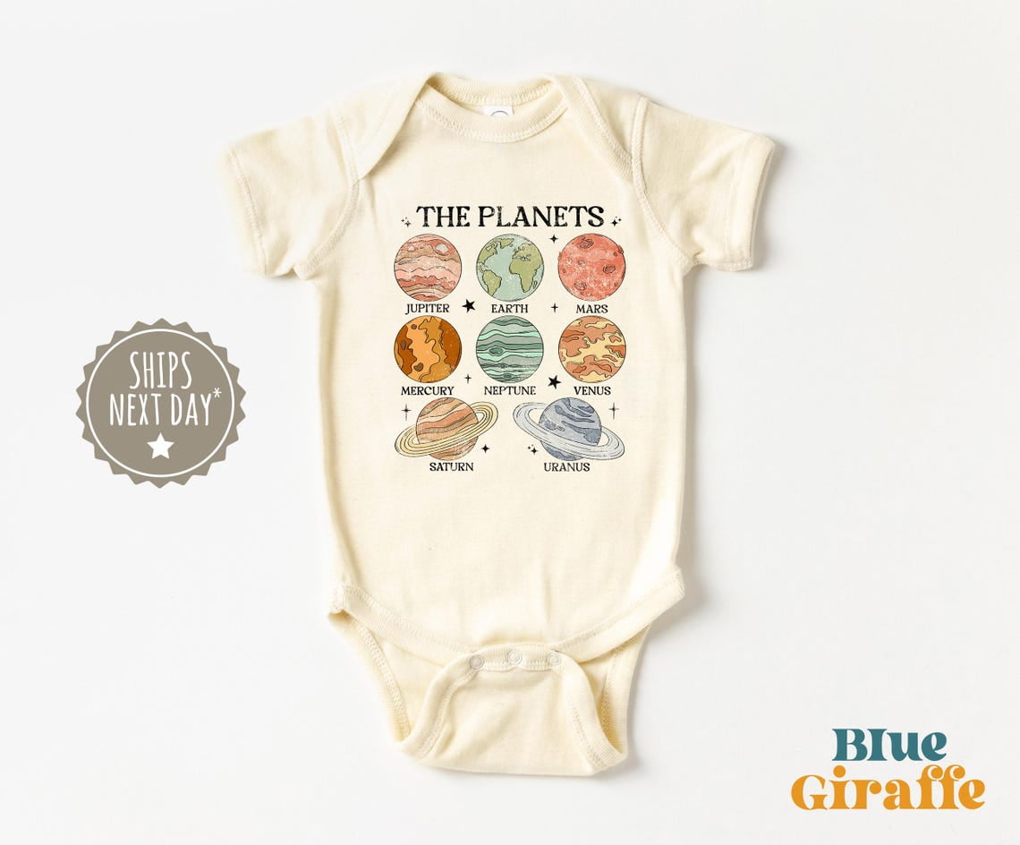 LuvlyRetro Solar System Baby - Cute Planets Names Baby Bodysuit - Space ...