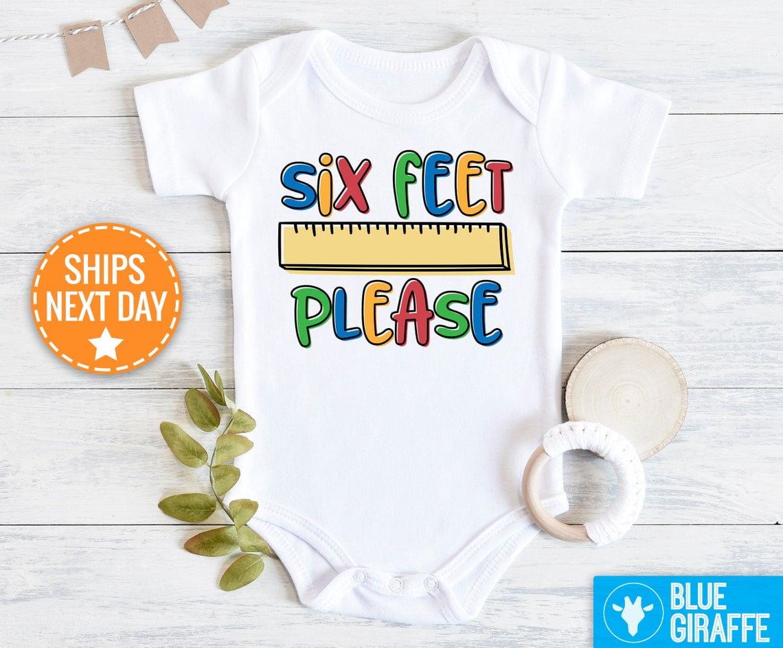 LuvlySix Feet Please, Cute Quarantine Baby Onesie, Social Distancing ...
