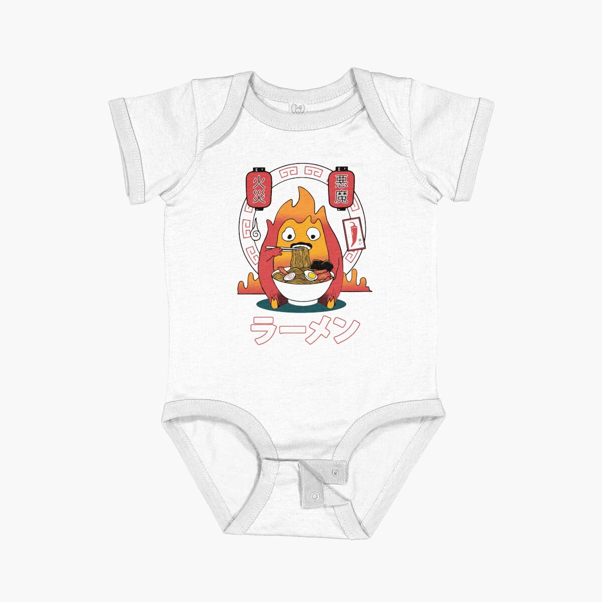 LuvlySpicy Calcifer Studio Ghibli Short Sleeve Baby One-Piece, New Born ...
