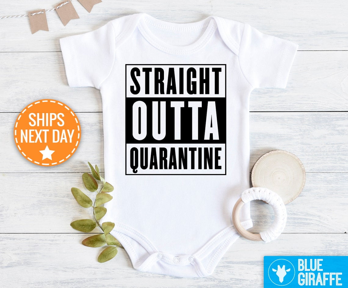 LuvlyStraight Outta Quarantine, Cute Quarantine Baby Onesie, Social Distancing Baby Clothes ...