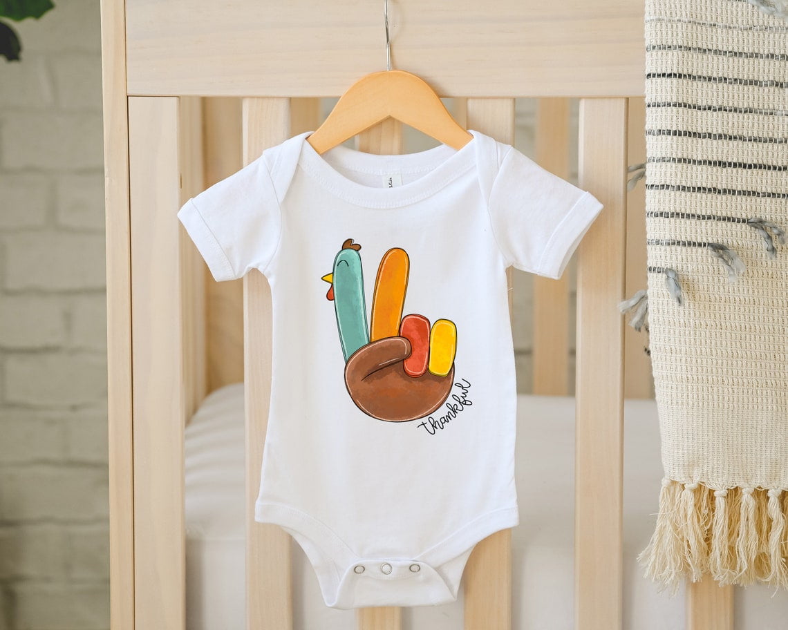 LuvlyThankful Peace Sign Turkey - White 100% Cotton - Available In ...