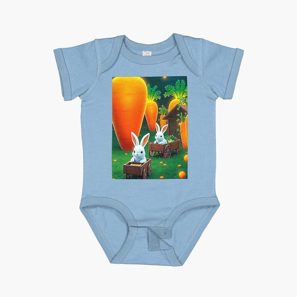 LuvlyThe Enchanted Bunny Carrot Farm Short Sleeve Baby One-Piece, New ...
