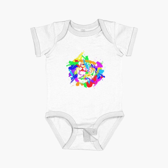 LuvlyTiger Splat Short Sleeve Baby One-Piece, New Born, Baby Shower ...