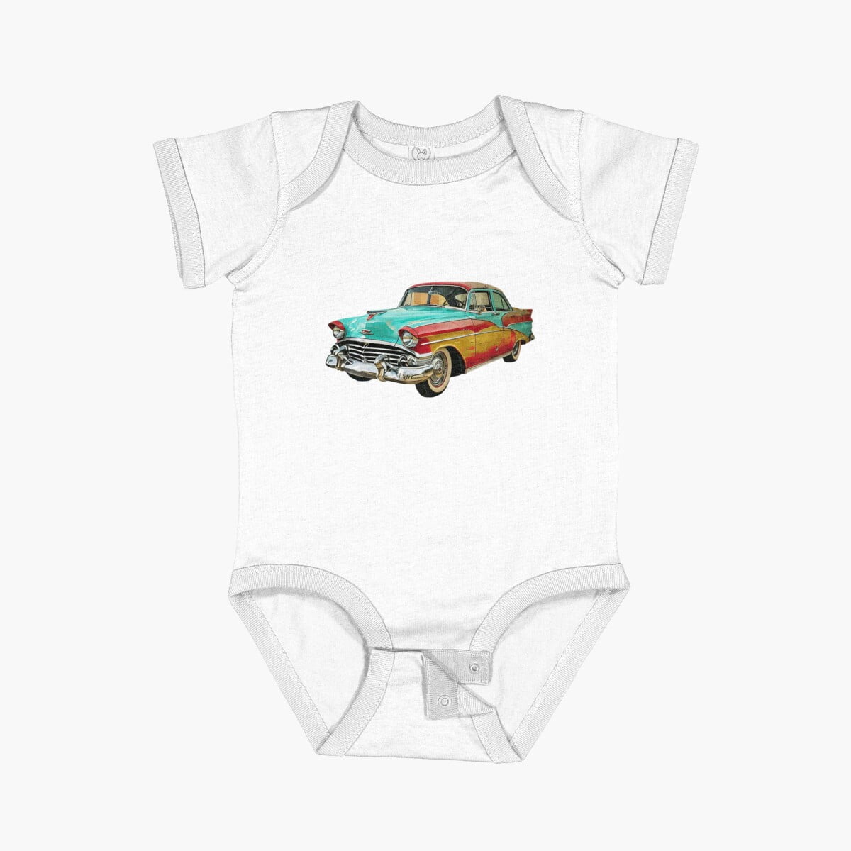 LuvlyVintage Clic Car With Turquoi Short Sleeve Baby One-Piece, New ...