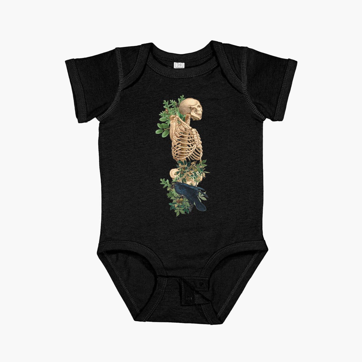 LuvlyVintage Skeleton Torso And Raven Short Sleeve Baby One-Piece, New ...