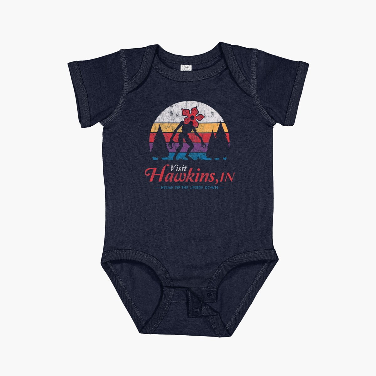 LuvlyVisit Hawkins - Vintage Distressed - Demogorgon Short Sleeve Baby ...
