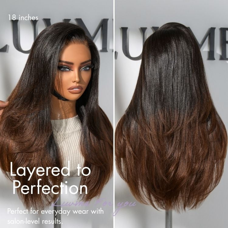 LUVME All-Day Comfort™ Wig Layered Light Yaki Straight Glueless 7x6 ...