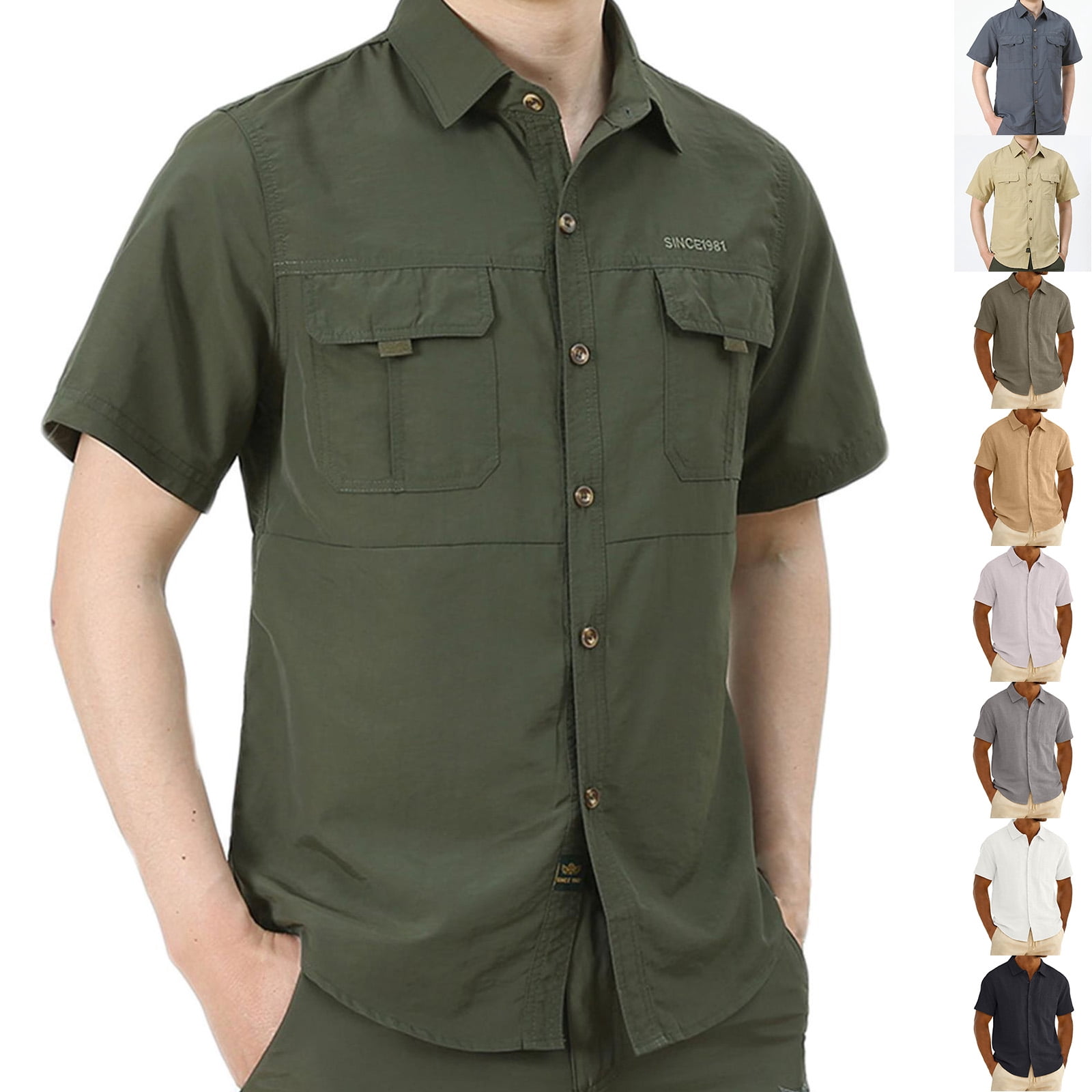Luvrsol Big & Tall Men's Short Sleeve Button Down Shirt Quick-Dry Work ...
