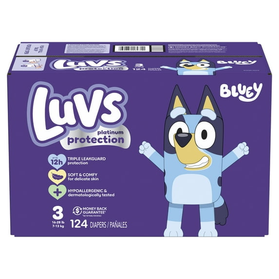 Luvs Platinum Protection Bluey Edition, Disposable Baby Diapers - Size ...