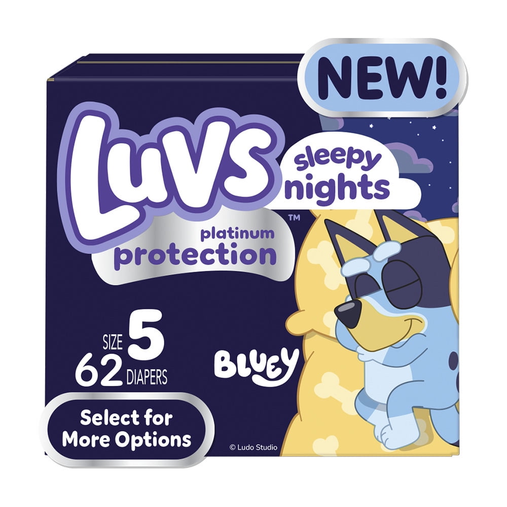 Luvs Platinum Protection Sleepy Nights Baby Diapers Size 5, 62 Count ...