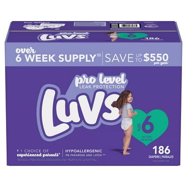 Luvs Disposable Diapers Pack, Pro Level Leak Protection, Size 3 (198ct ...