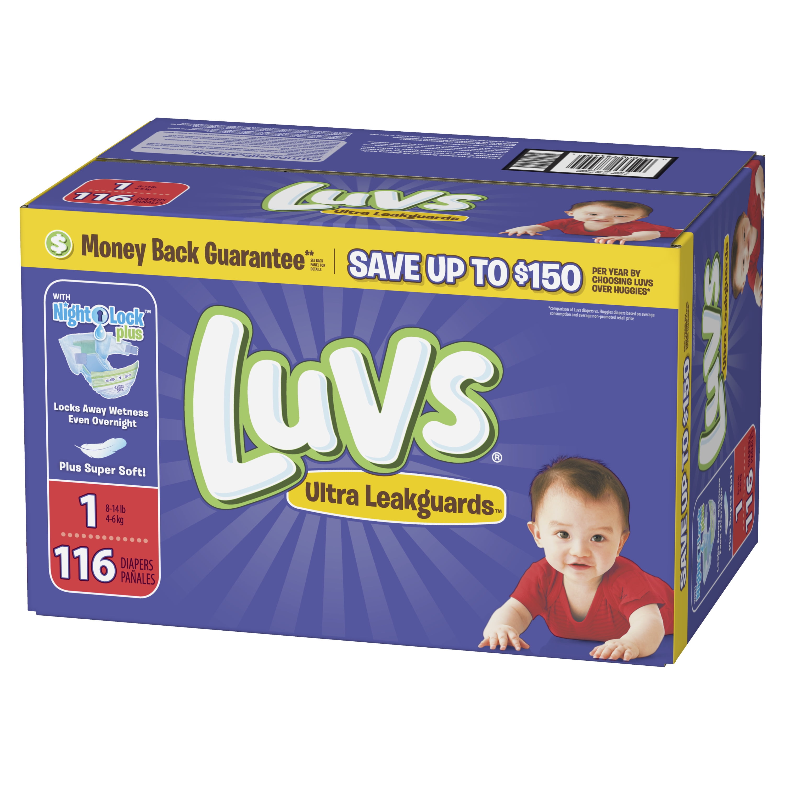 Luvs Pro Level Leak Protection Diapers, Size 1 Disposable, 116 Count ...
