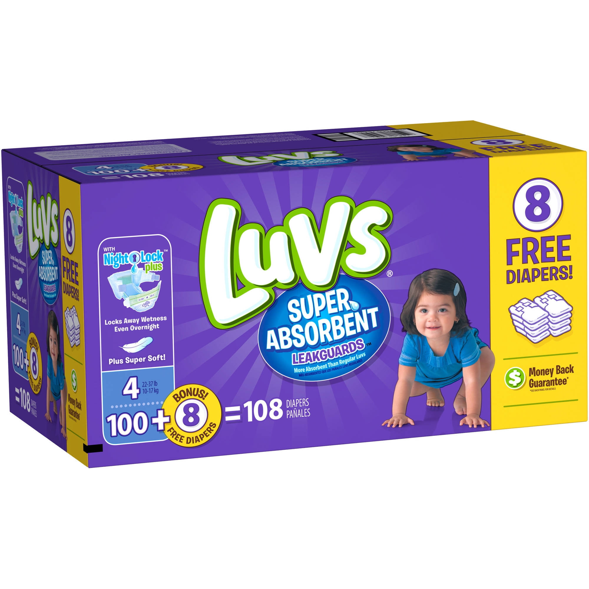 Luvs Super Absorbent Leakguards Diapers, Size 4, 108 count - Walmart.com