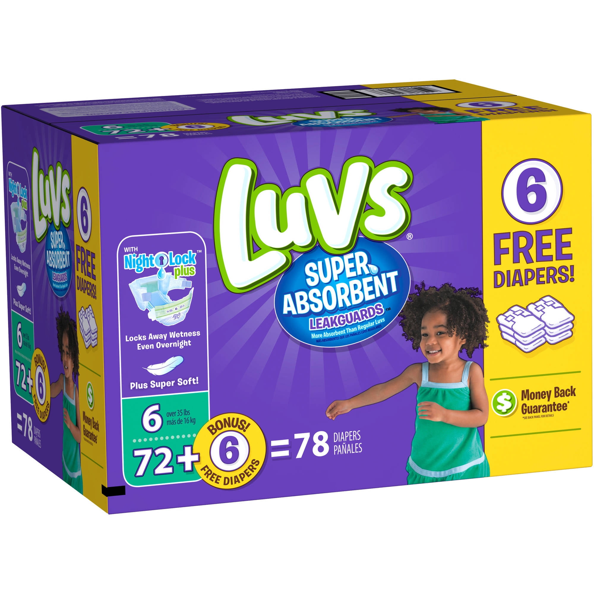 Luvs Super Absorbent Leakguards Diapers, Size 6, 78 count - Walmart.com