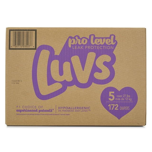 Luvs Size 5 Diapers with NightLock, Leakguard Core, and Refastenable ...