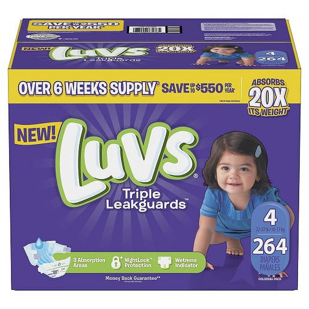 Luvs Triple Leakguards Diapers Size 4 264 Count - Walmart.com