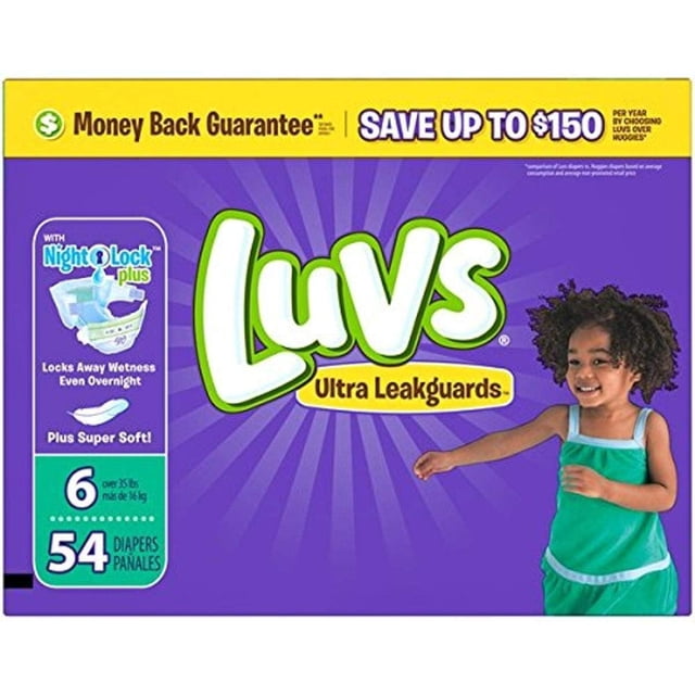 Luvs Ultra Leakguards Diapers, Size 6, 54 Ea, 2 Pack - Walmart Business ...