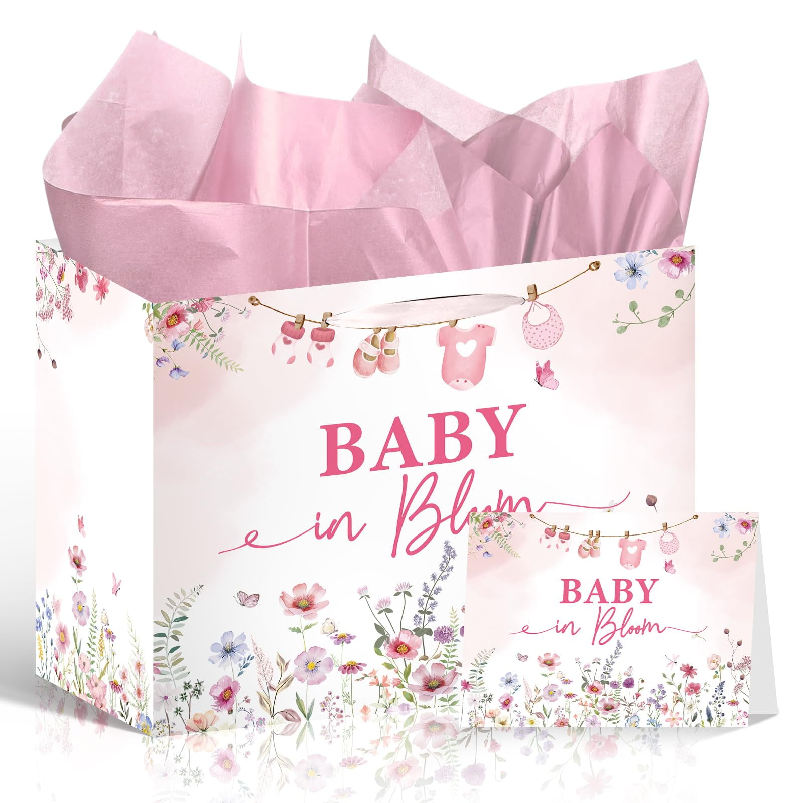Luvsweets Baby in Bloom Gift Bag - Wildflower Gift Bag with Pink ...