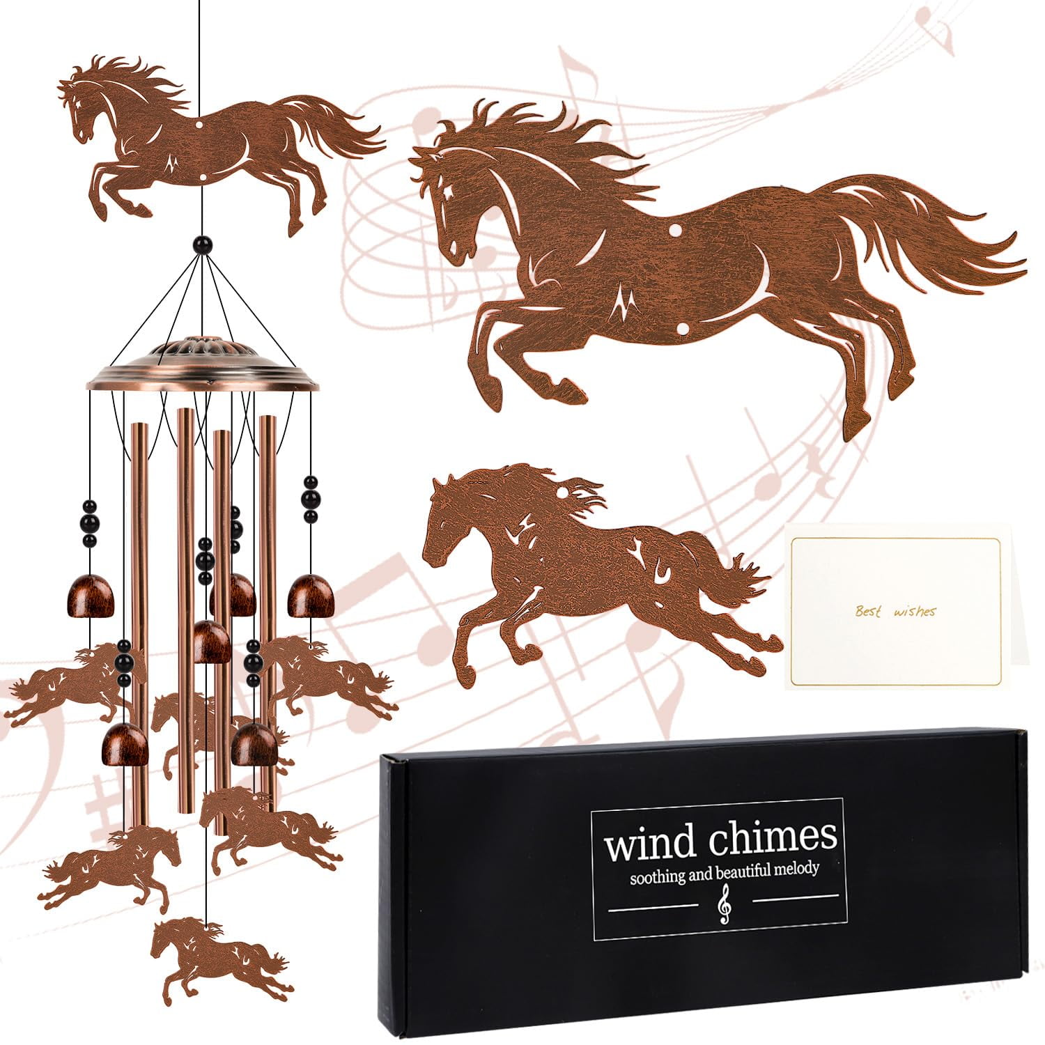 Luvsweets Horse Wind Chimes OIF8 for Outside - Western Horse Gifts for ...