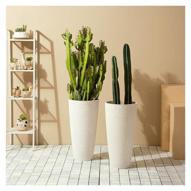 Luwei 28" Extra Large Planters for Indoor Plants,Sets of 2 White Tall ...