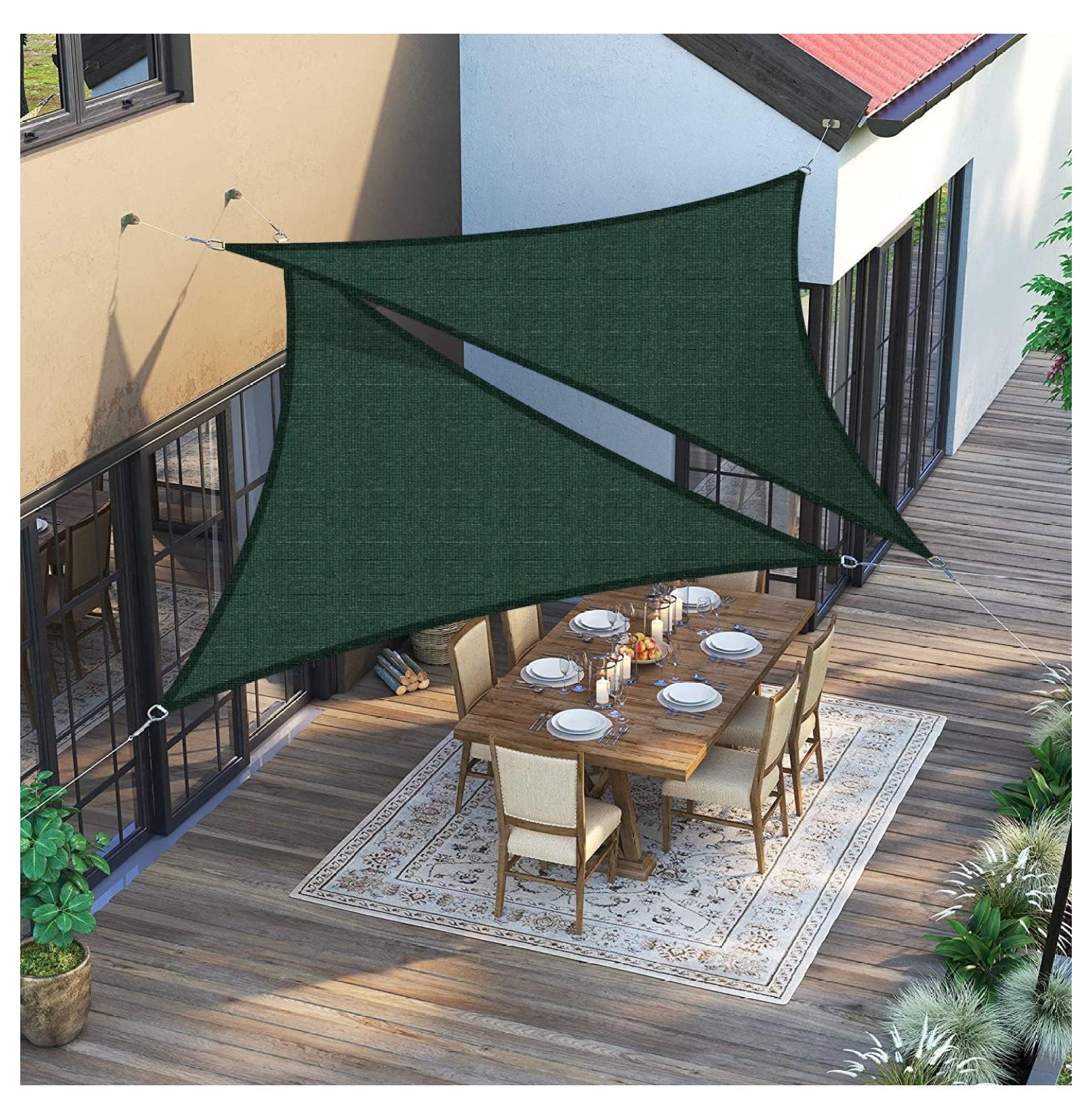 Luwei 3' x 3' x 3' Shade Sails Equilateral Triangle Canopy Shade Fabric ...