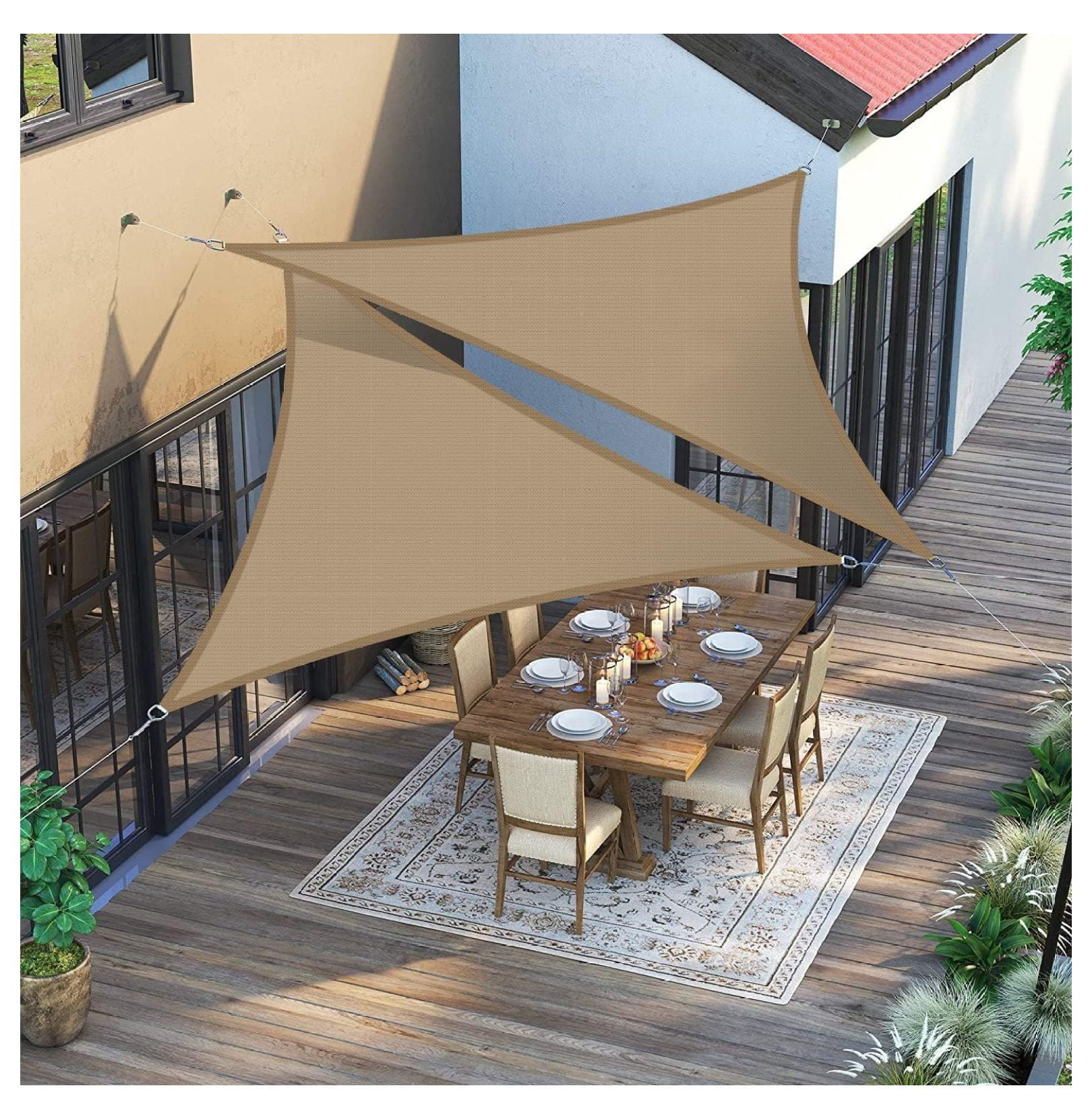 Luwei 5' x 5' x 5' Shade Sails Equilateral Triangle Canopy Shade Fabric ...