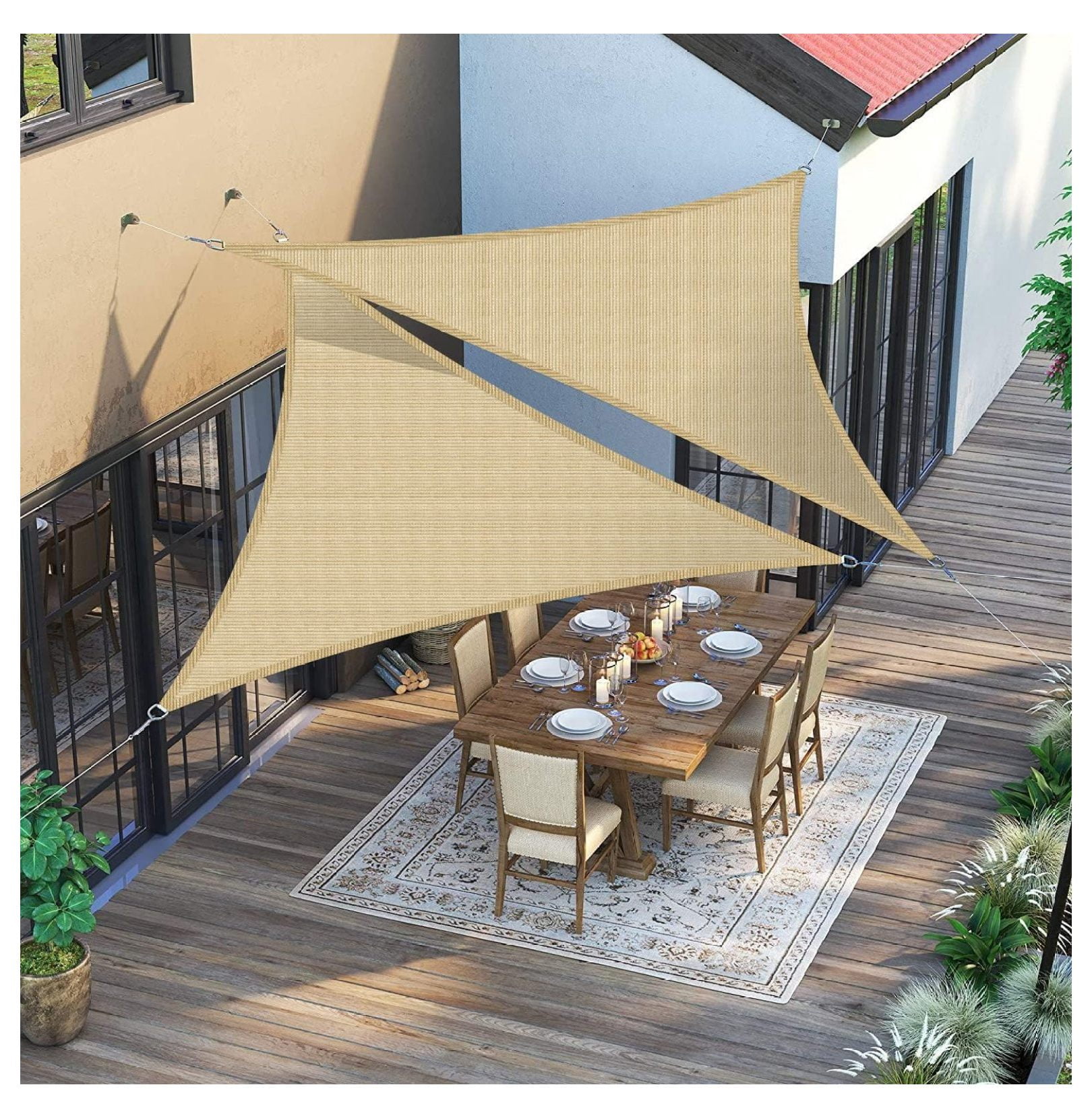 Luwei Equilateral Triangle Shade Sail 22' x 22' x 22' Canopy to Block Sunlight for Outdoor Patio ...