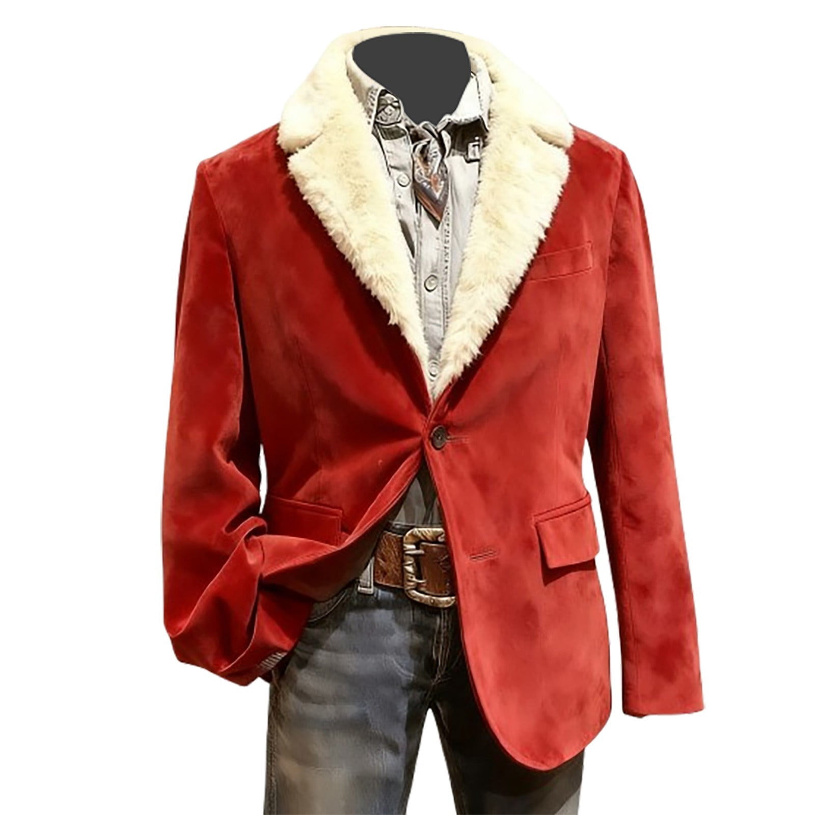 Luwomo Christmas Blazer Men Xmas Snowflake Shawl Lapel One Button ...