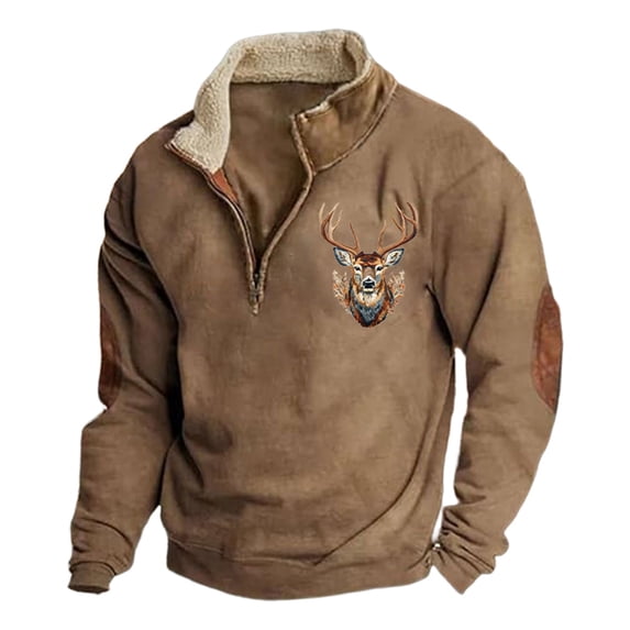 Luwomo Mens Aztec Fleece Casual Long Sleeve 1/4 Zip Pullover Vintage ...
