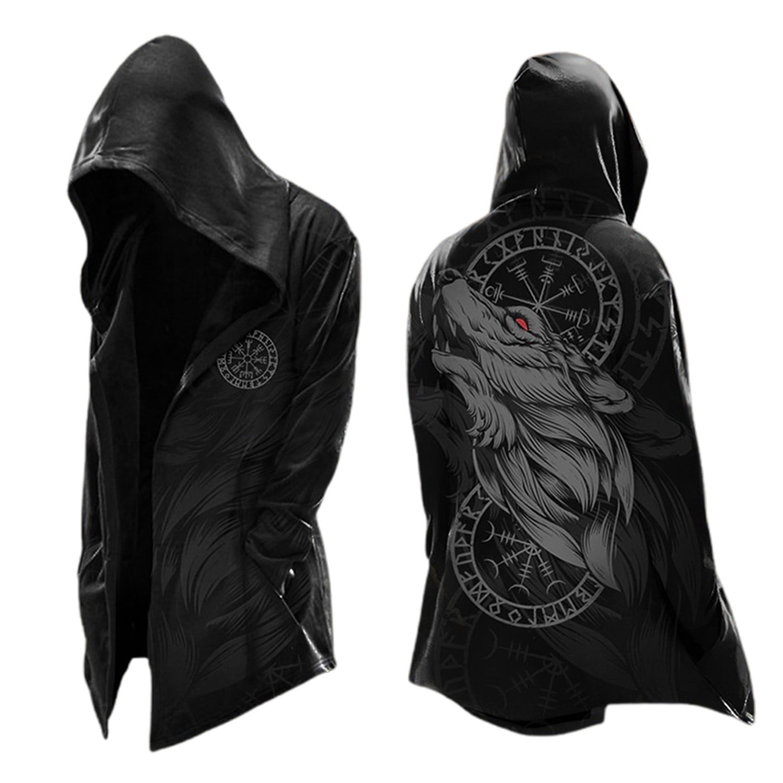 Luwomo Norse Myth Capes Mid-Length Hooded Cardigan 3D Printed Cool Mens ...