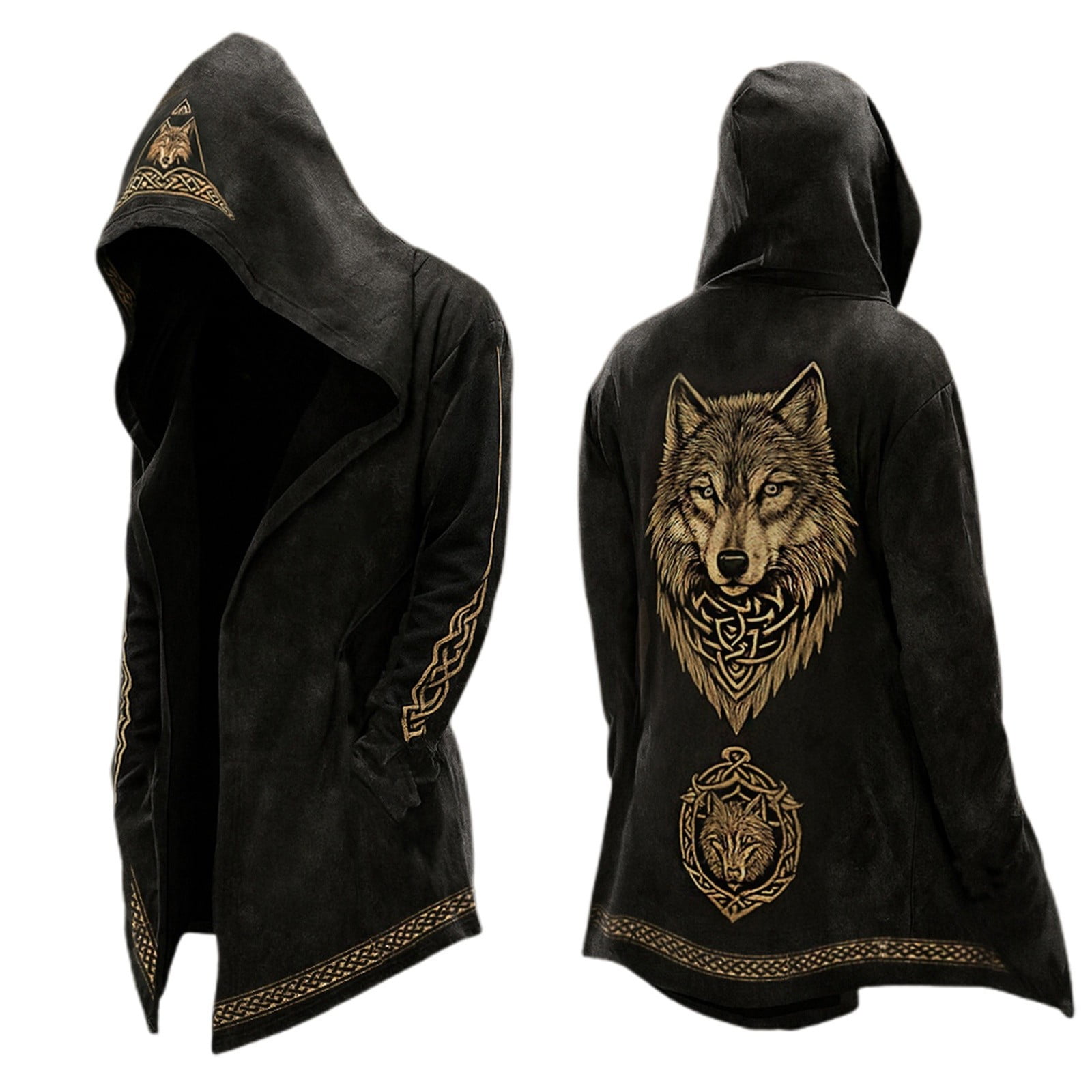 Luwomo Norse Myth Capes Mid-Length Hooded Cardigan 3D Printed Cool Mens ...