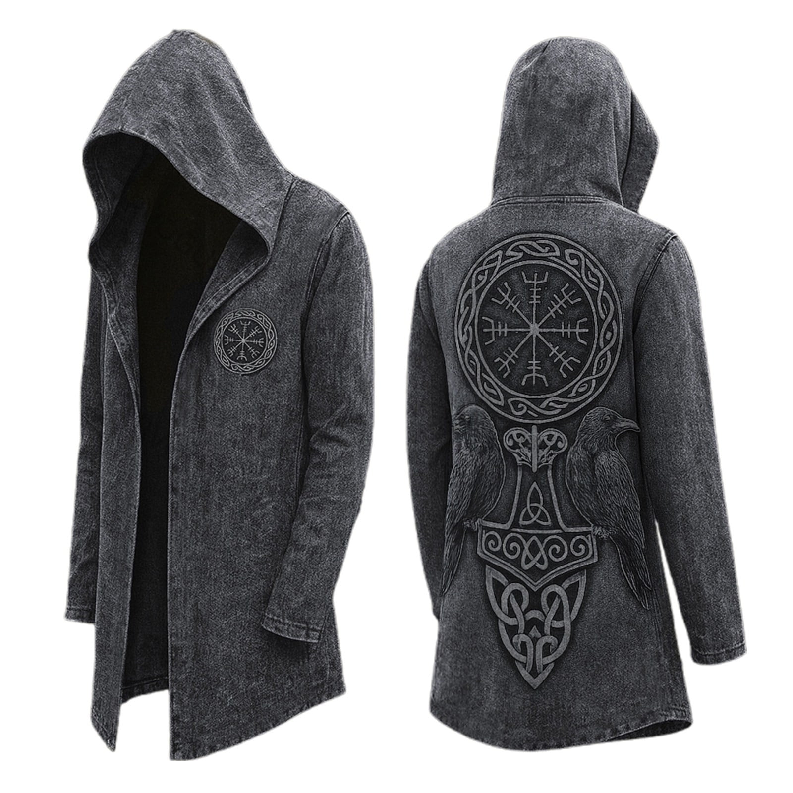 Luwomo Norse Myth Capes Mid-Length Hooded Cardigan 3D Printed Cool Mens ...