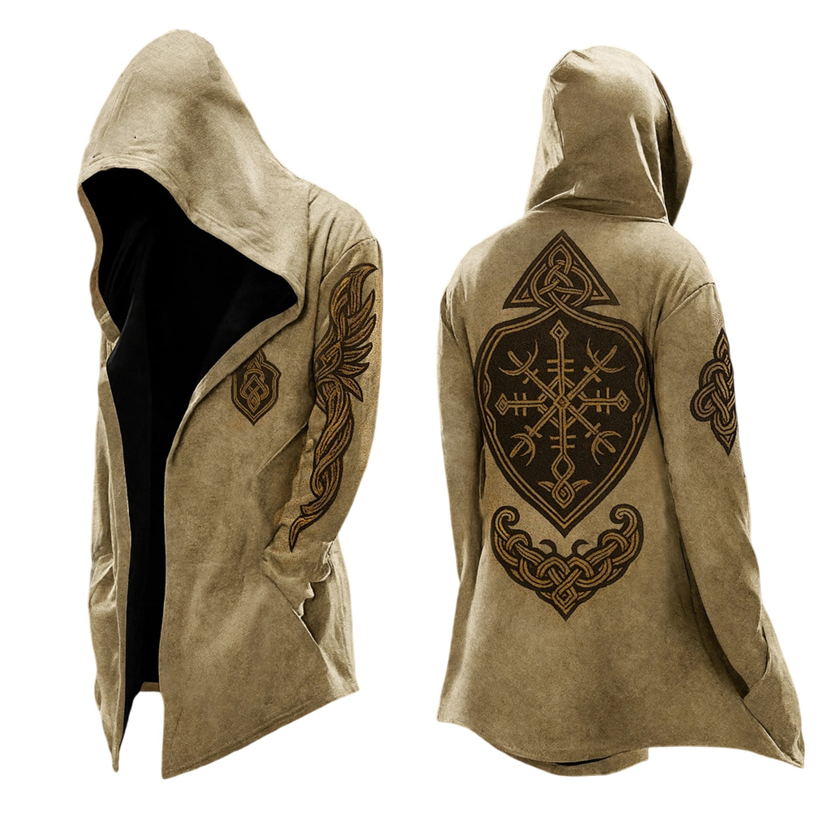 Luwomo Norse Myth Capes Mid-Length Hooded Cardigan 3D Printed Cool Mens ...