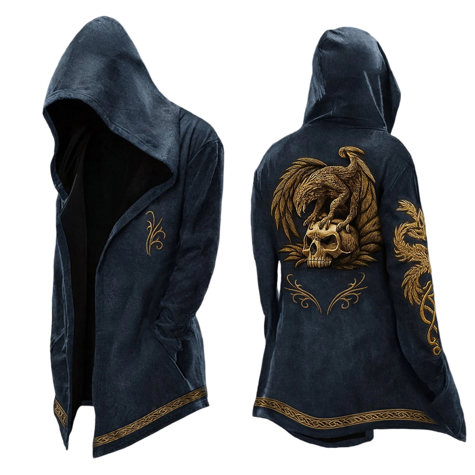 Luwomo Norse Myth Capes Mid-Length Hooded Cardigan 3D Printed Cool Mens ...