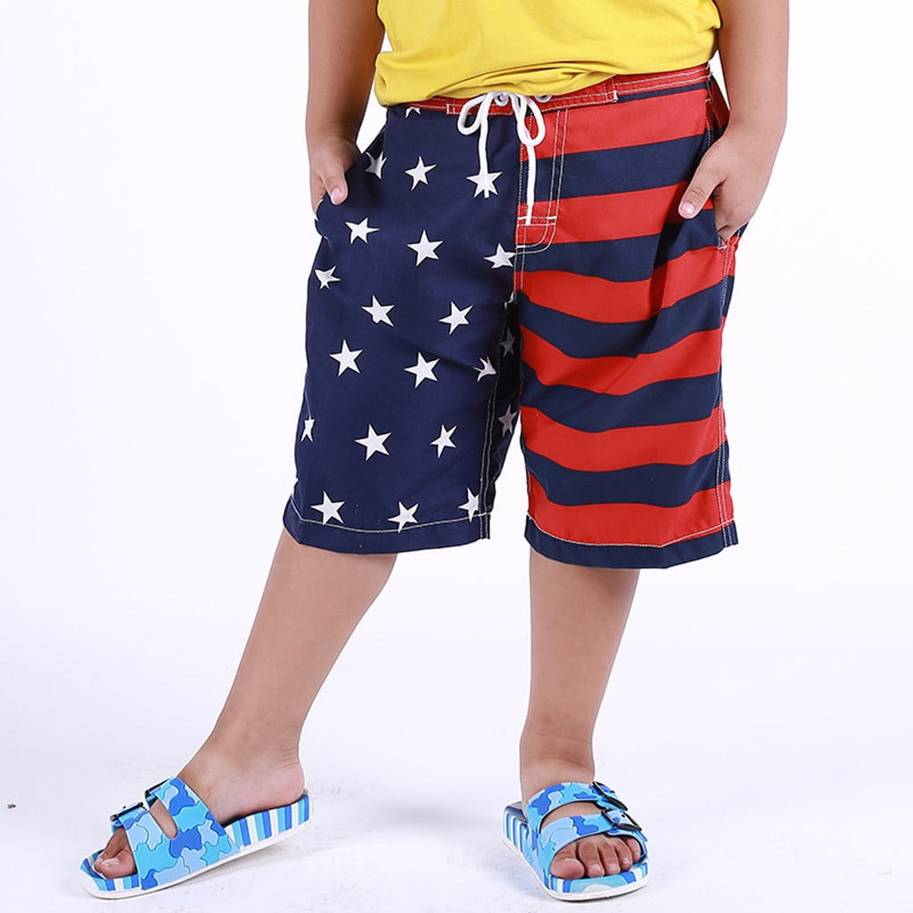 Luwomo Swim Trunks for Boys Camo Shark Letter Print Elastic Waist ...