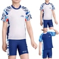 Luwomo Two Piece Swimsuit for Boys Short Sleeve Round Neck Printed Swim ...