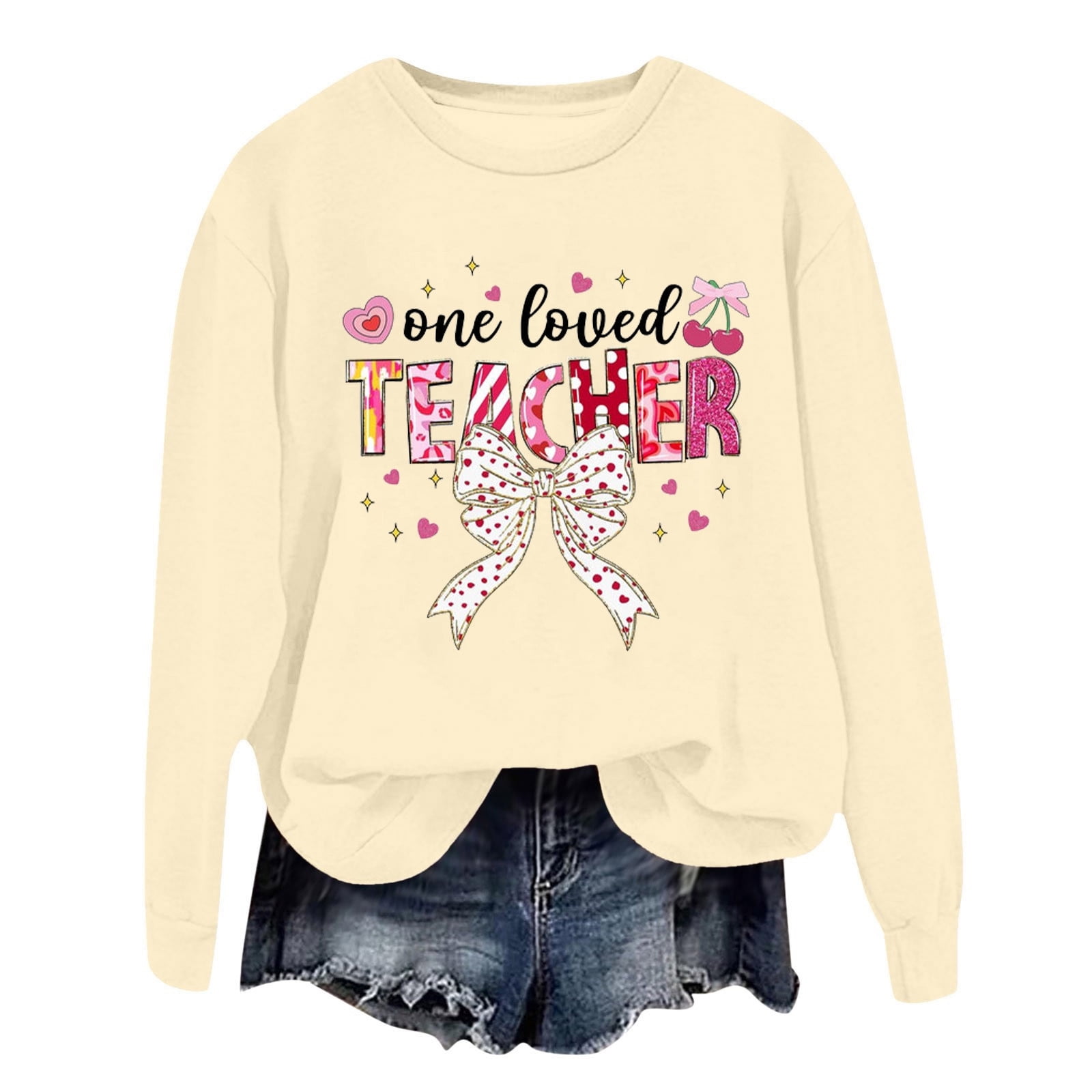 Luwomo Womens Valentines Sweatshirt Warm Crewneck Heart Graphic ...