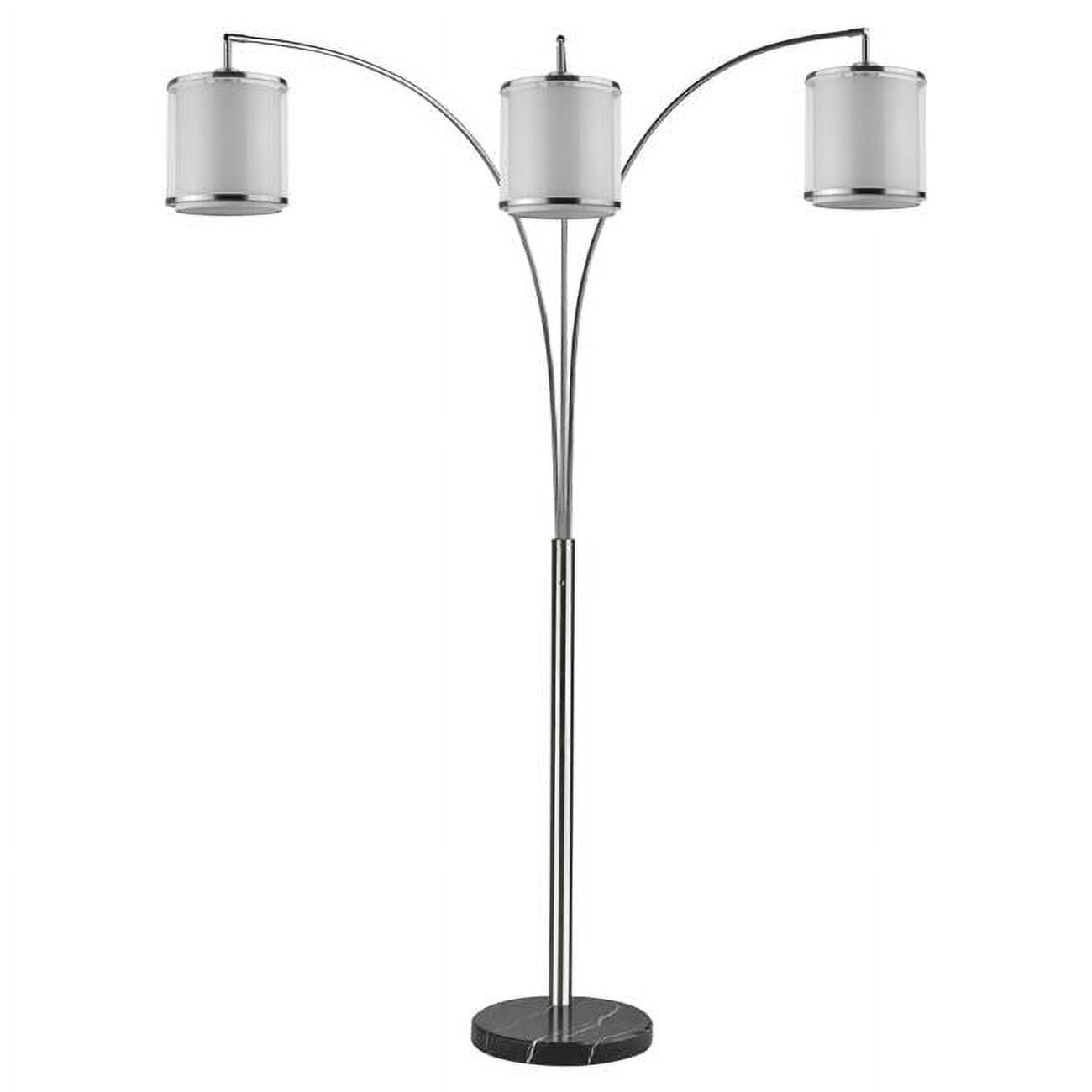 Lux 3-Light Brushed Nickel Adjustable Tree Floor Lamp with Sheer Snow ...