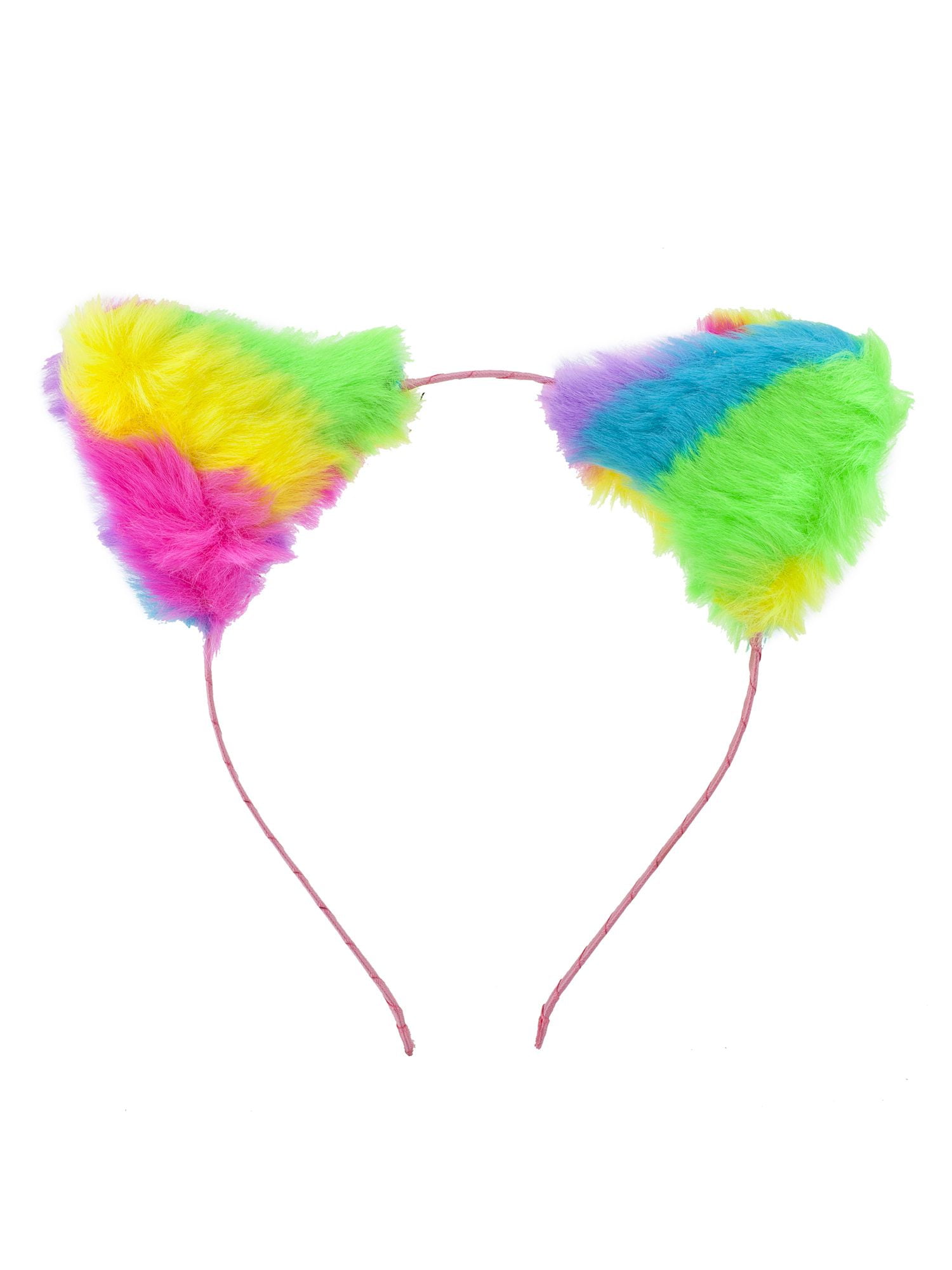 Lux Accessories Cute Playful Pink Fashion Headband Multicolored Fluffy ...
