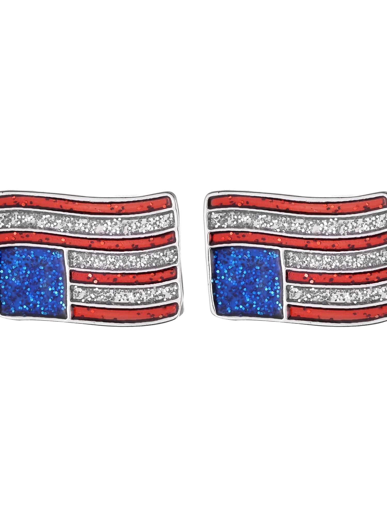 Lux Accessories Silver Tone glitter Red Blue American Flag Stud Earrings - Walmart.com