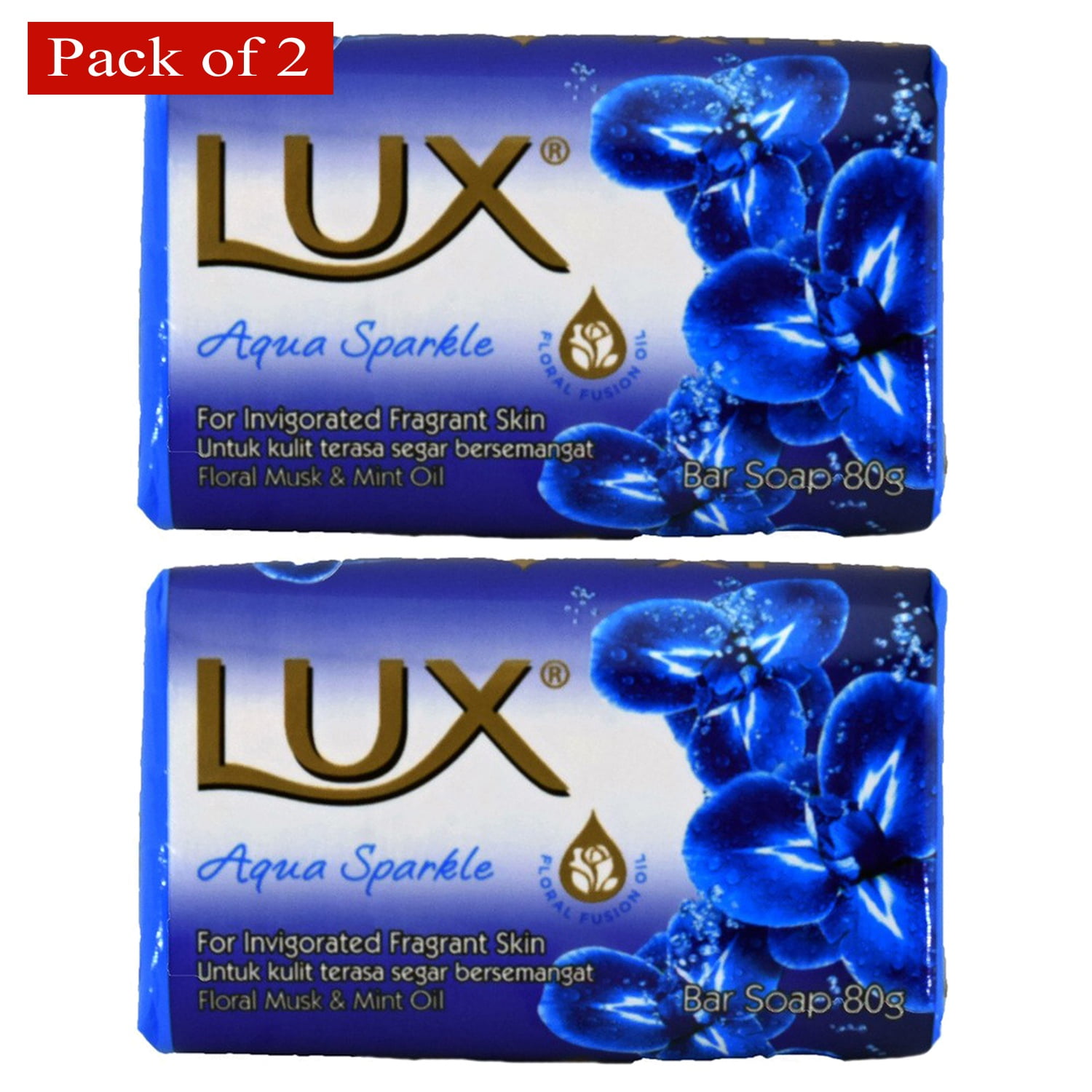 Lux Bar Soap Aqua Sparkle 80g (Pack of 2) - Walmart.com