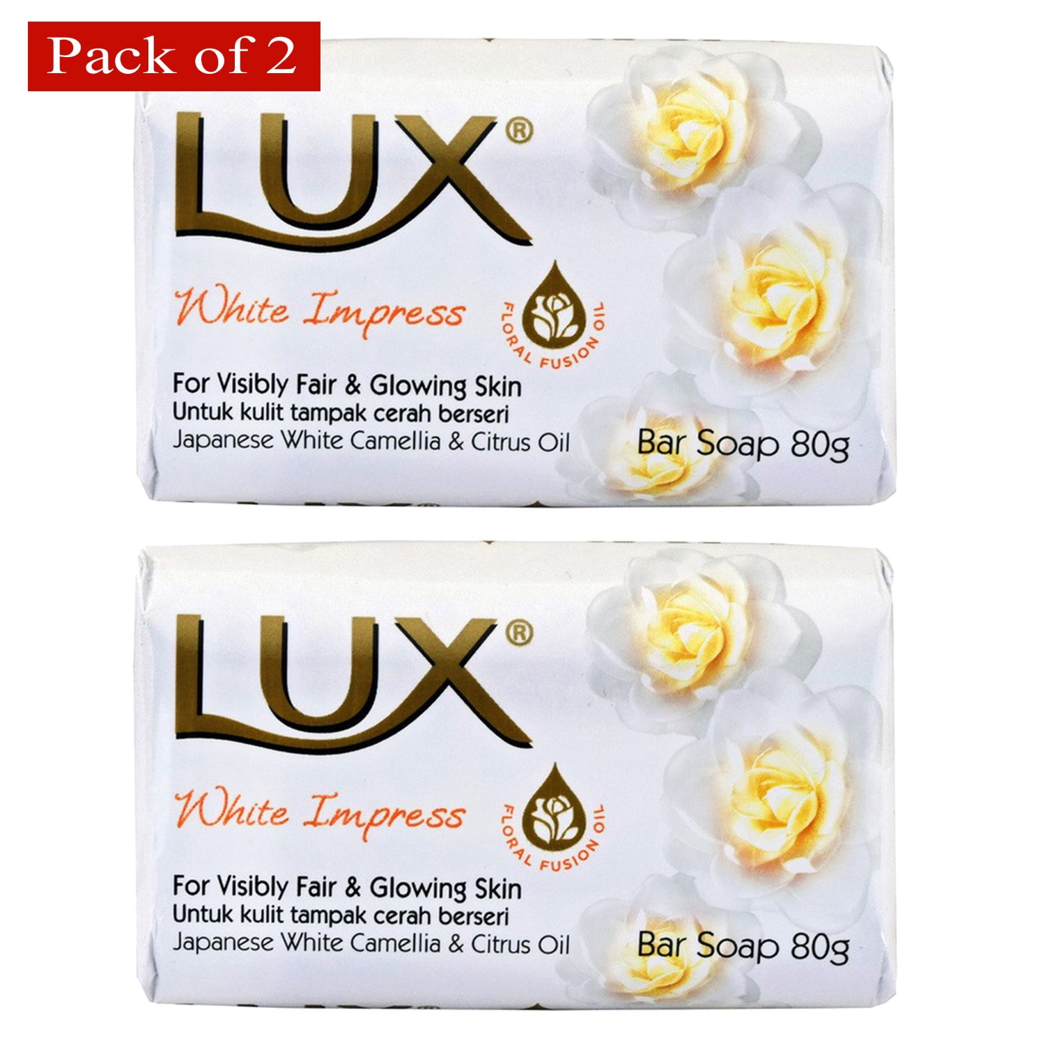 Lux Bar Soap White Impress 80g (Pack of 2) - Walmart.com