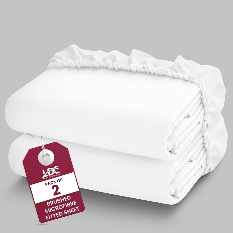 Lux Decor 2-Pack Full Fitted Sheet Only - Upto 16" Deep Pocket, All ...