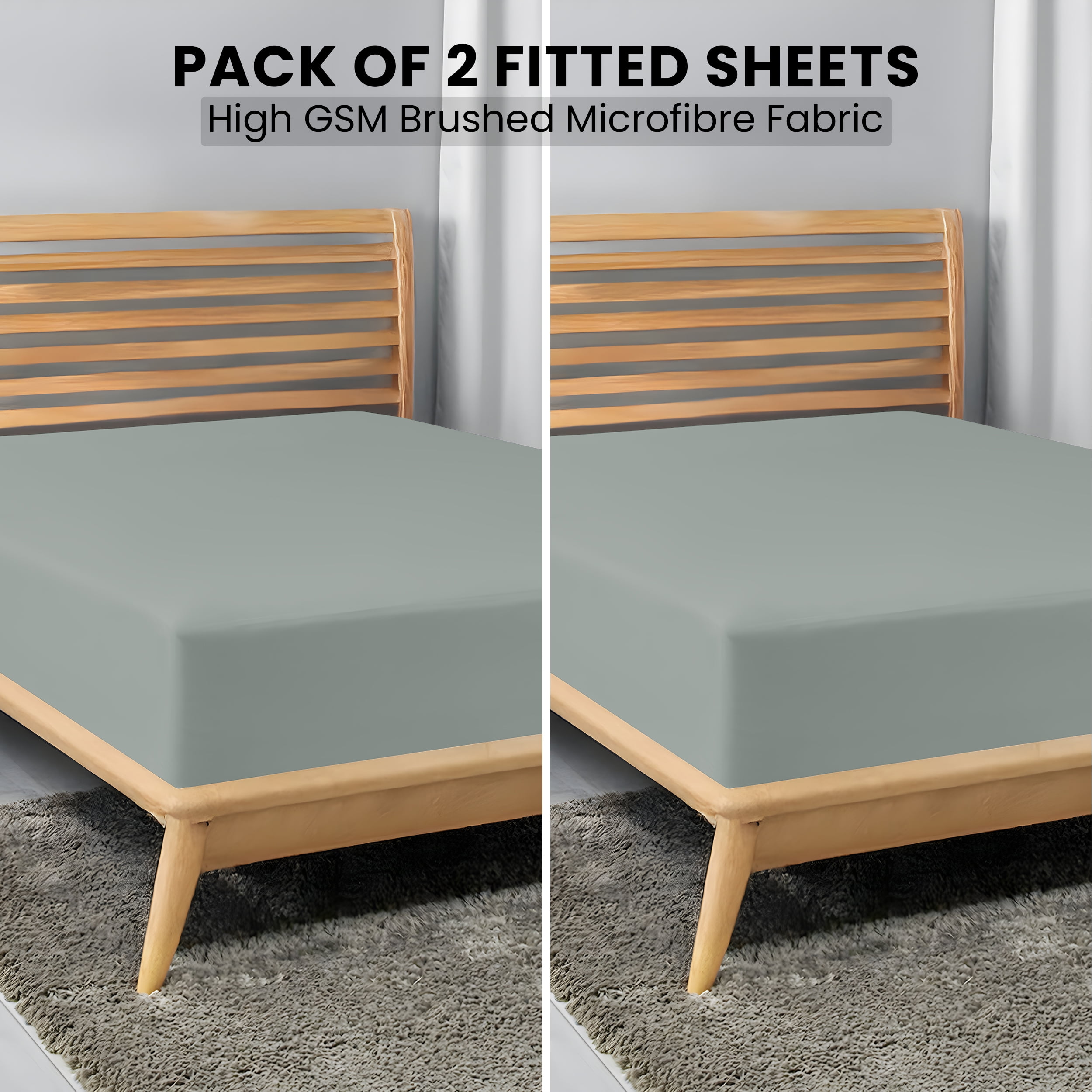 Lux Decor 2-Pack Full Fitted Sheets Only - Upto 16" Deep Pocket, All ...