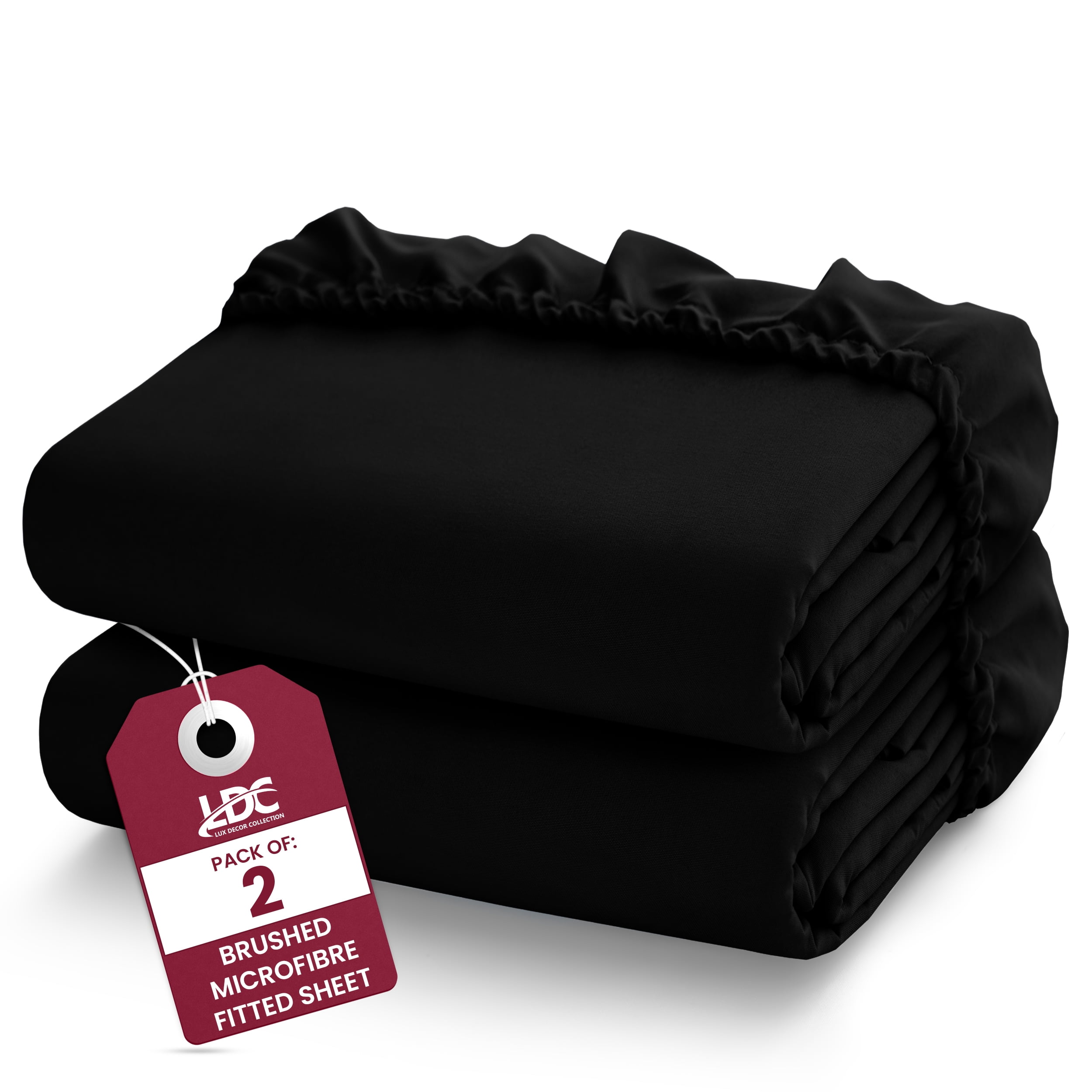 Lux Decor 2-Pack Full Size Fitted Sheet Only - Upto 16" Deep Pocket ...