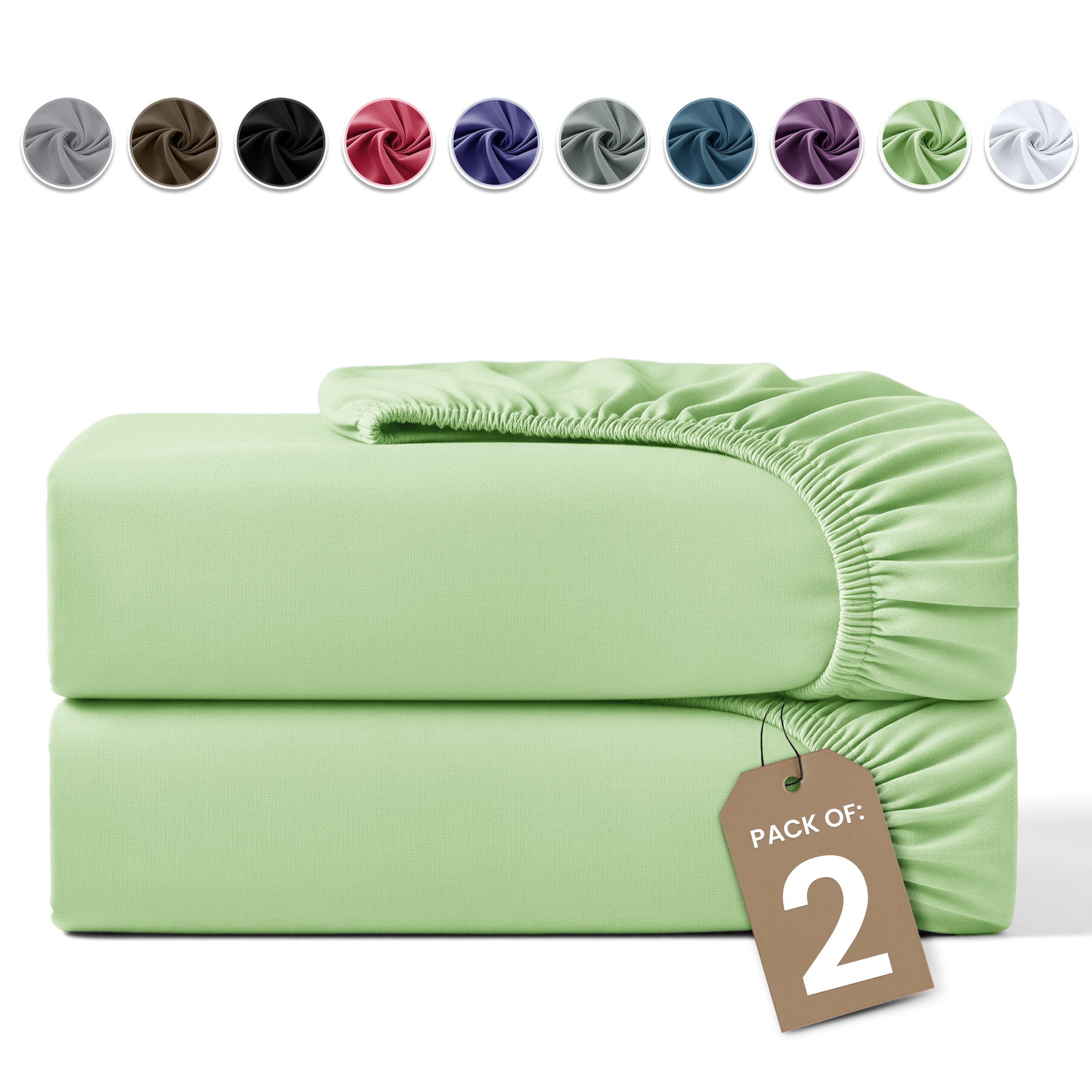 Lux Decor 2-Pack Queen Fitted Sheets Only - 16" Deep Pocket, Brushed ...