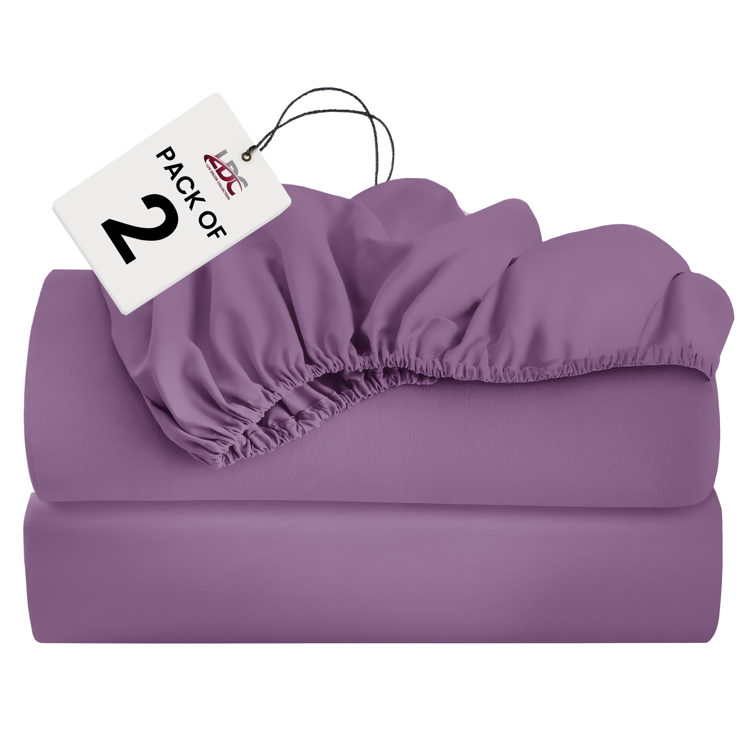 Lux Decor 2-Pack Twin Size Fitted Sheet Only - Upto 16" Deep Pocket ...