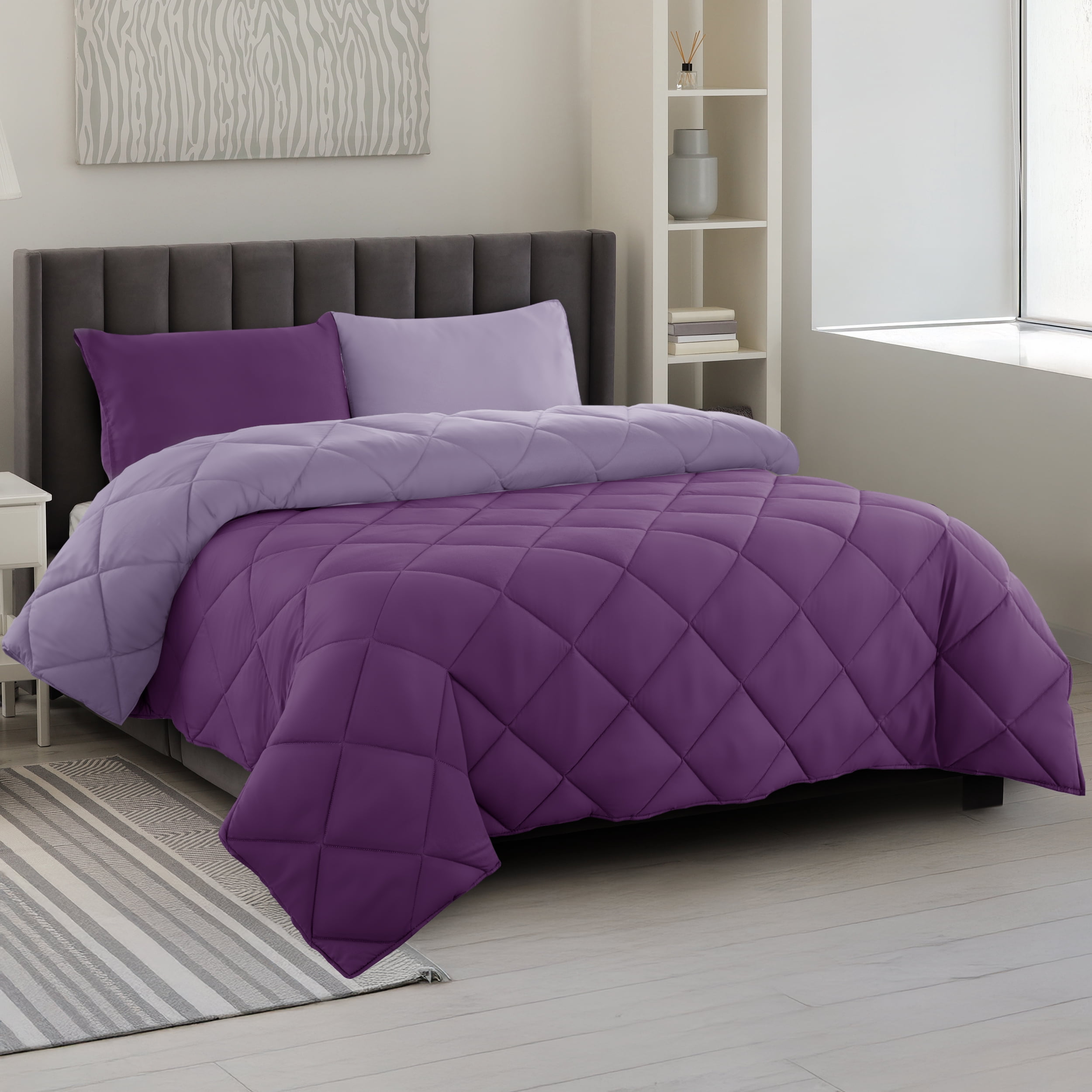 Lux Decor All-Season Comforter Sets Queen Size 3 PC, Reversible Bedding ...