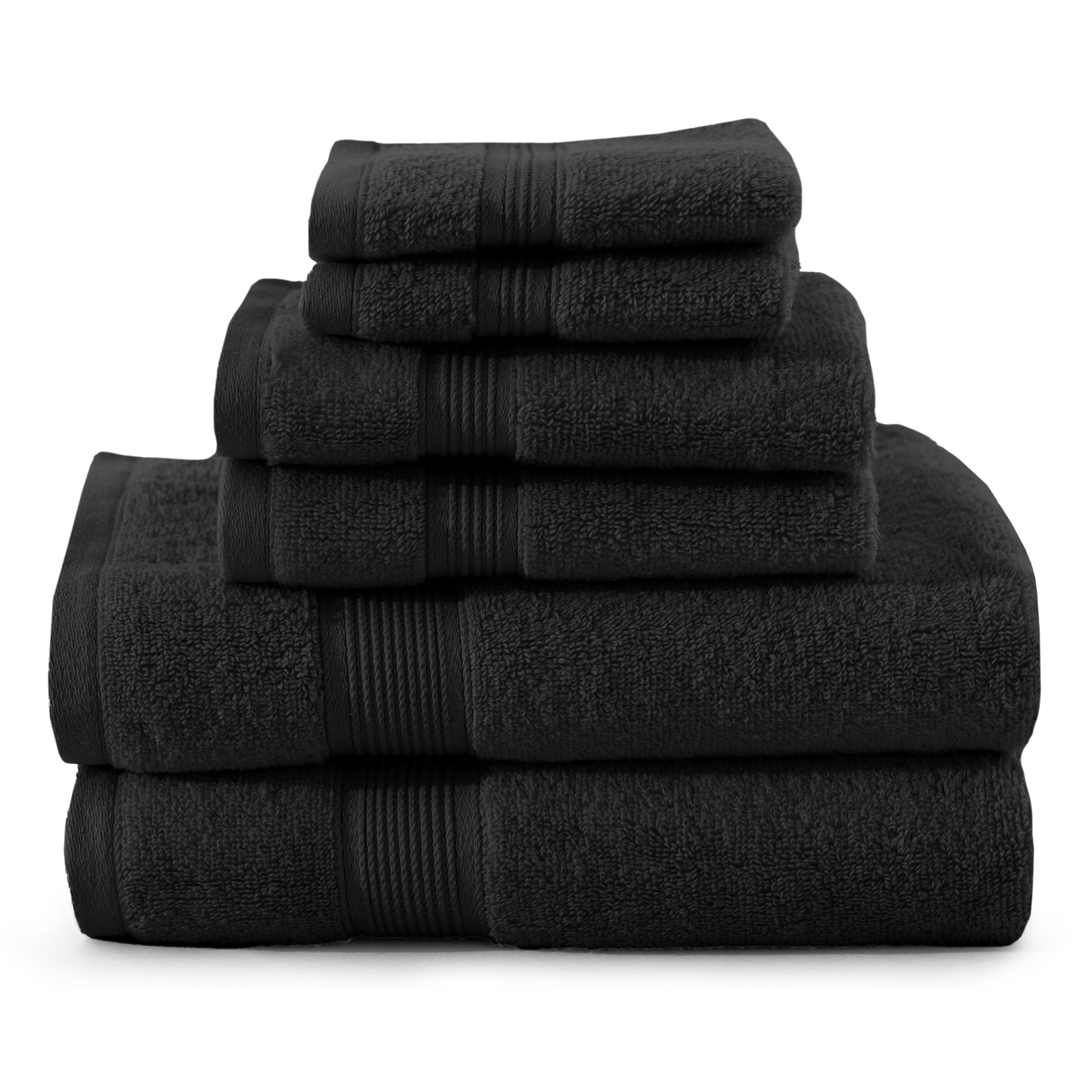 Lux Decor Bath Towel Set of 6 - 100% Cotton, Zero Twist Weave for ...